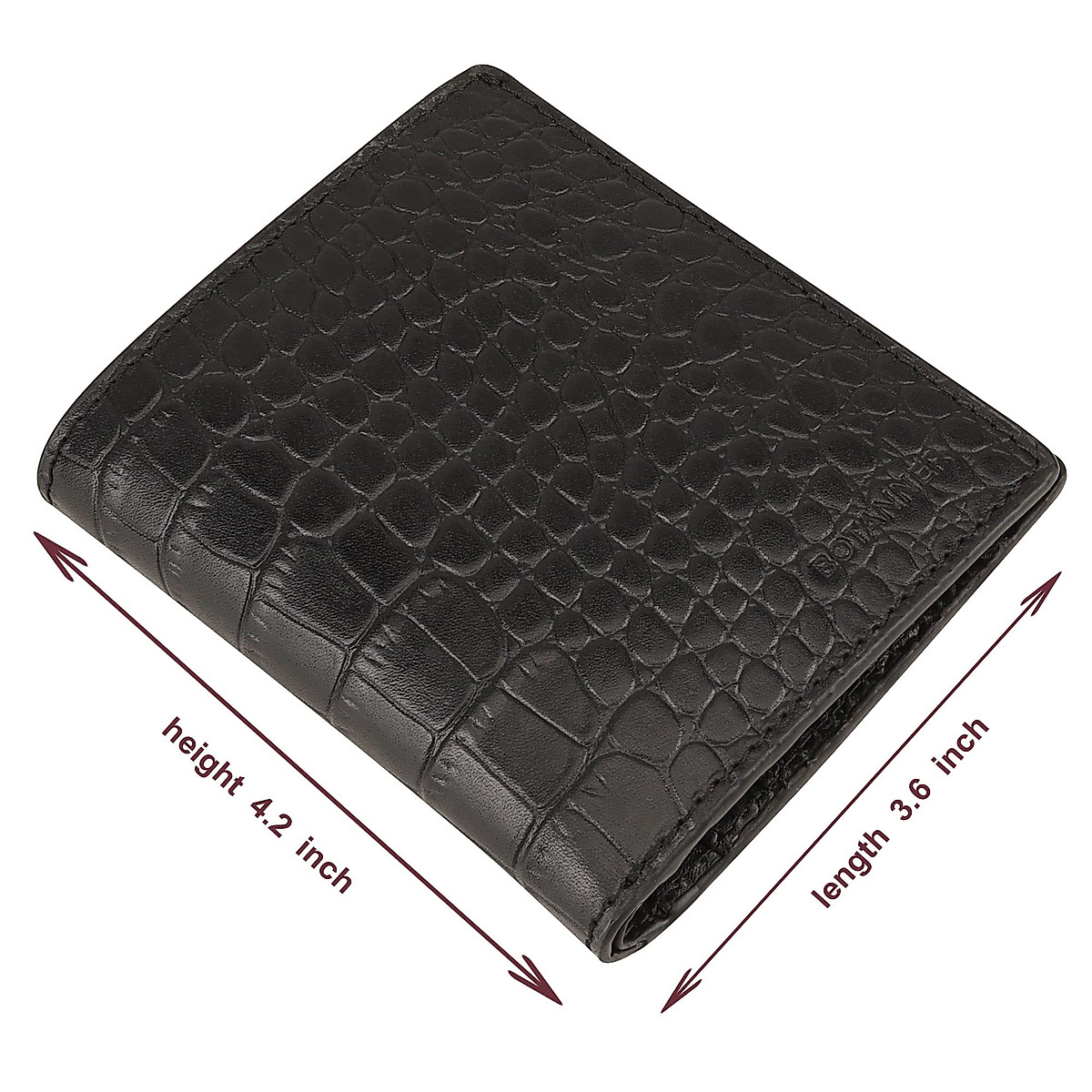 BOTANNER Genuine Leather Womens Wallet RFID Blocking Slim Compact 6 Credit Card Slots 1 ID Window Bills Sections Zipped Section for Coins Secure Button Closure Gift Boxed Red