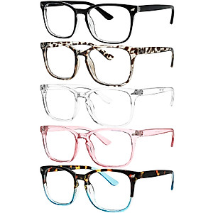 Yogo Vision Blue Light Blocking Computer Glasses Anti Glare Reduce Eyestrain Eyeglasses for Computers Screens for Men and Women (5 pack)