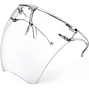 【2PACK】New Transparent Goggle Sunglasses Full Cover,Anti Fog Clear Plastic Face for Adults,See Through Mouth and Nose Facial Clear Face ,Clear Face_ ,Cover Glasses,Crystal Clarity,Reusable,Visor