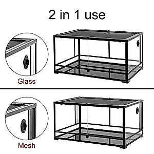 REPTI ZOO Newly 67 Gallon Reptile Glass Terrarium, 2 in 1 Use 36" x 24" x 18" Knock-Down Reptile Habitat Tank with Double Hinge Door & Screen Ventilation Large Reptile Terrarium