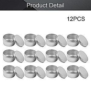 Othmro 12pcs 2.7oz Metal Round Tins Aluminum Tin Cans Containers with Screw Lid, 68 * 42mm(DxH) Silver tin cans for Salve, Spices, Lip Balm, Tea or Candies 120ml