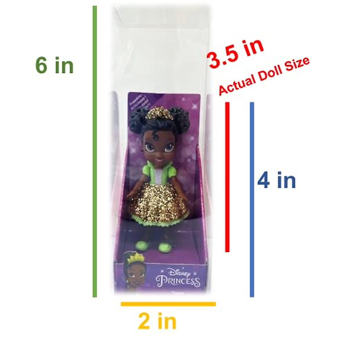 Amarina Packed in Clear Box for Gift Disney Princess Mini Poseable 3.5'' Doll Choose from All 11 Style Princess Characters (Tiana)