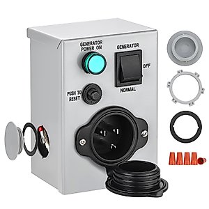Kohree Generator Transfer Switch 15 Amp 125V Power Inlet Box, NEMA 5-15P Inlet Circuit Breaker, Predrilled Manual Transfer Switcher for Indoor Outdoor Use, ETL Listed