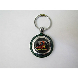 1970 1971 1972 1973 1974 BARRACUDA 'CUDA LOGO ROUND PLASTIC KEYCHAIN - GREEN