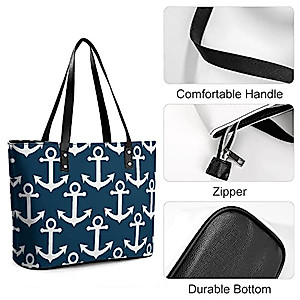 Womens Handbag Boat Anchors Patttern Leather Tote Bag Top Handle Satchel Bags For Lady
