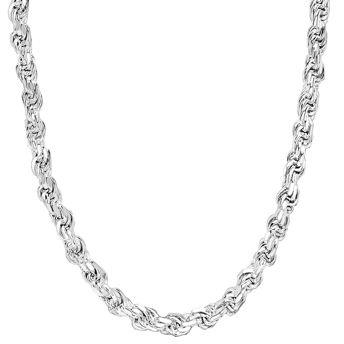 Honolulu Jewelry Company Sterling Silver 3.5mm - 5.5mm Rope Chain Necklace or Bracelet, 7.5" - 28"