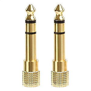 Amazon Basics Gold Plated 6.35mm 1/4 Male to 3.5mm 1/8 Female Stereo Headphone Adapter - 5-Pack