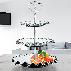 3 Pack 3-Tier 13.6'' Cupcake Stand Hardware Fittings, Metal Mold Crown Holder DIY Making for Fruit Plate Cake Stand Snack Tray Replacement Parts for Tea Party Wedding Decoration (Silver)