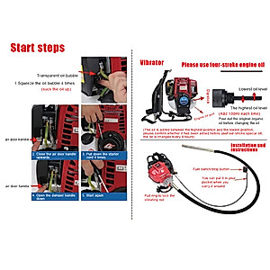 1.4HP Concrete Vibrator 38.7CC Single Cylinder Backpack Vibrator Portable Insertion Vibrator Air Bubbles Level Remover Construction Tool for Construction Sites