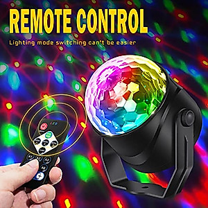 Disco Ball Party Light, Apeocose Sound Activated Rotating DJ Light Stage Strobe Lamp with Wireless Remote Control for Halloween Decorations Christmas Birthday Bachelorette Party Home Room Decor Zumba