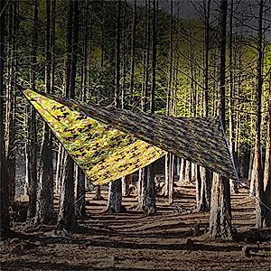 Sun Shelters Hammock Rain Fly Tent Tarp Tarpaulin Portable Sunshade Lightweight Waterproof Windproof Camping Gazebo Picnic Shelter for Snow Camping Outdoor Beach Camping Shelters