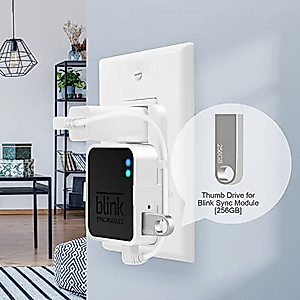 256GB USB Flash Drive for Local Video Storage with Outlet Mount for Blink Sync Module 2,Short Cable Save Space and Easy Move Mount Bracket Holder for Blink Outdoor Indoor Home Security Camera