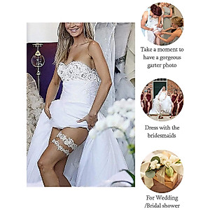 Kaei&Shi Wedding Garter,2 Pieces Lace Floral Bridal Garter For Bride White One Size