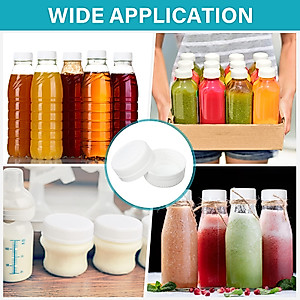 50 Pcs Plastic Bottle Caps 38 mm for Empty Juice Bottles, Tamper Seal Lids Container Lids Bottle Caps for Crafts DIY, 4, 8,12, 16, and 32 oz Container (White,50 Pieces)