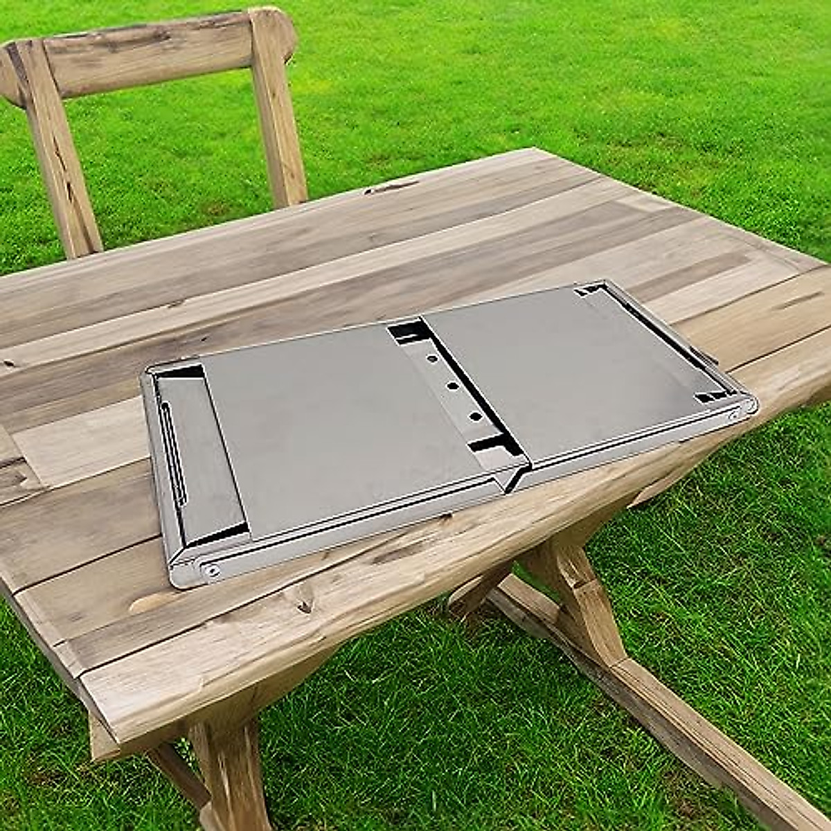 Gespann Folding Charcoal Grill Portable BBQ Grill Barbecue Grill for Camping Picnic (Stainless steel-28.7")