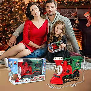 JUQU Train Toy for Christmas - Toy Train w/Lights & Customized Sounds for Christmas - 360° Rotation Moving Bump and Go Train Locomotive for Kids Toddlers for Age 3 4 5 6 7 8+ Boys Girls (Red/Green)