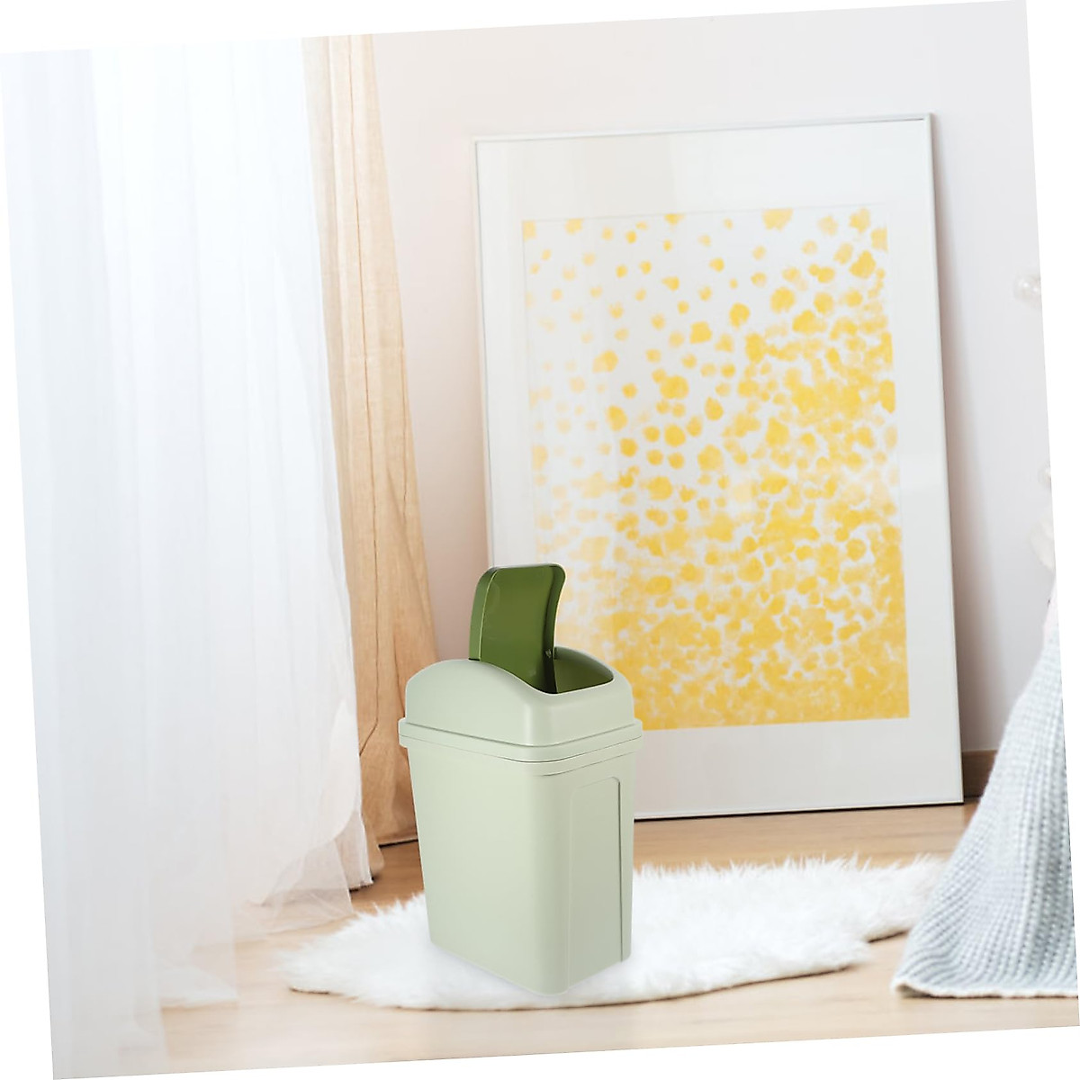 Shake Lid Trash Can Household Trash Can Thicken Garbage Bucket Plastic Trash Can Thicken Trash Bucket Restroom Trash Can Small Trash Can with Flip Lid Trash Cans with Lids Trashcan