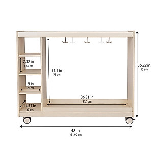 Children’s Factory Mobile Dress Up Storage with Mirrors, Classroom, Nursery, and Daycare Furniture, Kids Pretend Play Organizer, Toddler Cubbies
