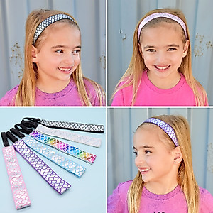 FROG SAC 6 Mermaid Elastic Headbands for Girls, Adjustable Non Slip Headband Hair Accessories for Kids, Stretch No Slip Head Bands for Preteen, Girl Mermaids Birthday Party Favors