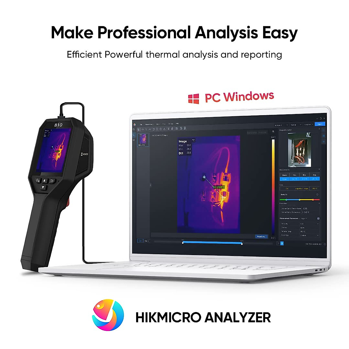 HIKMICRO B10 Thermal Camera 256 x 192 IR Resolution with 2MP Visual Camera, Thermal Imaging Camera for Home Inspection, 25 Hz Refresh Rate, Thermal Scanner with 3.2" LCD Screen, IP54, -4°F~1022°F