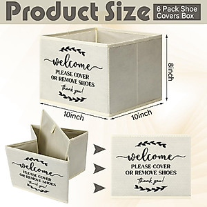 Suzile 6 Pcs Shoe Covers Box Foldable Storage Bin Indoor Shoe Cover Dispenser Shoe Cover Holder for Open Houses Supplies Homeowner Booties (Classic, Beige)
