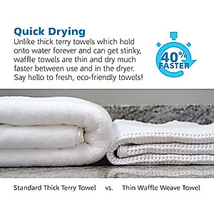 GILDEN TREE Waffle Towels Quick Dry Lint Free Thin, Bath Towel 2 Pack, Classic Style (White)