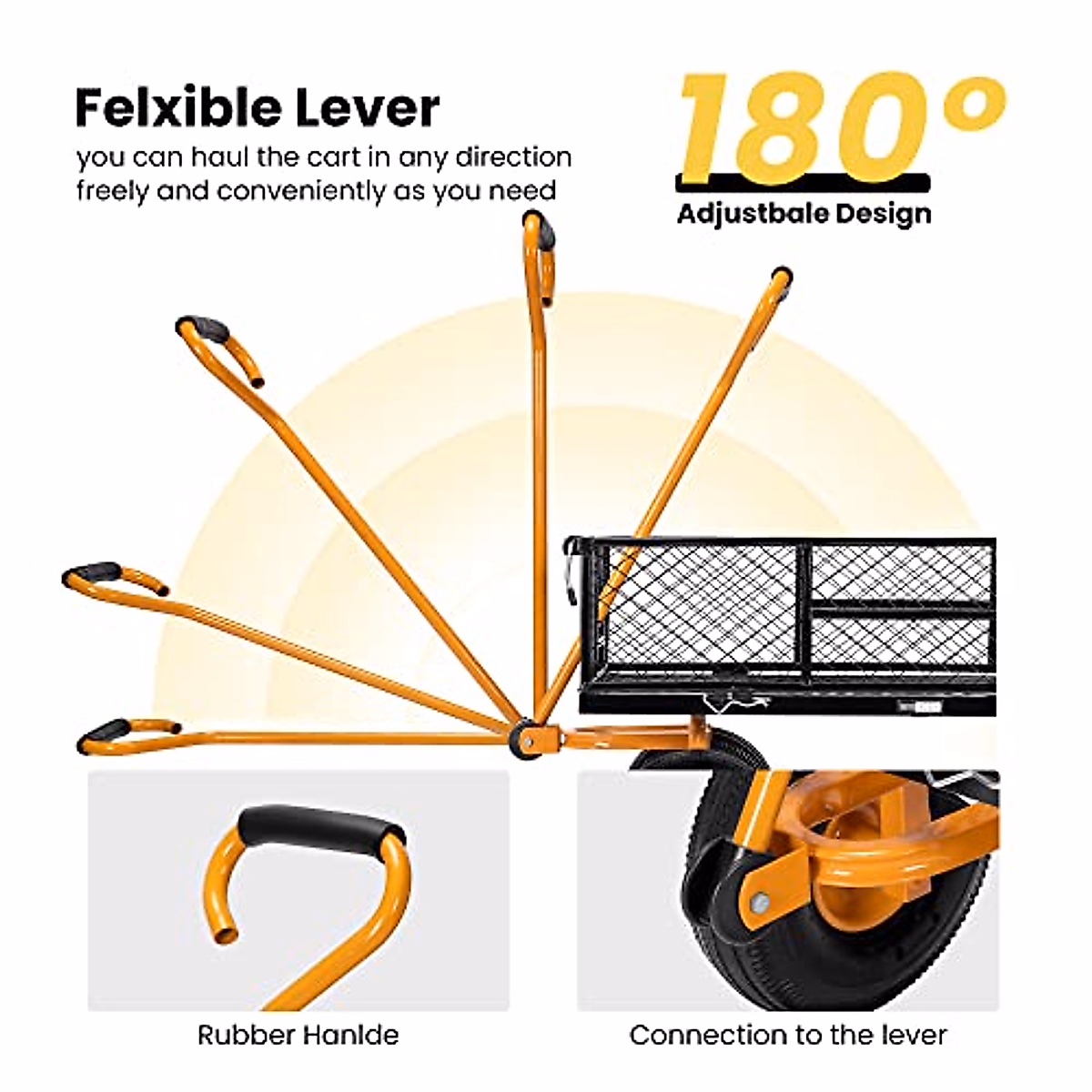 VIVOHOME Heavy Duty 880 Lbs Capacity Mesh Steel Garden Cart Folding Utility Wagon with Removable Sides and 4.10/3.50-4 inch Wheels (Black)