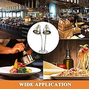 KOUWO Food Heat Lamps with Dual 250w Bulbs Food Warmer Lights Food Heating Warmer Lamp Restaurant Kitchen Buffet Warmer Table (Double Head)