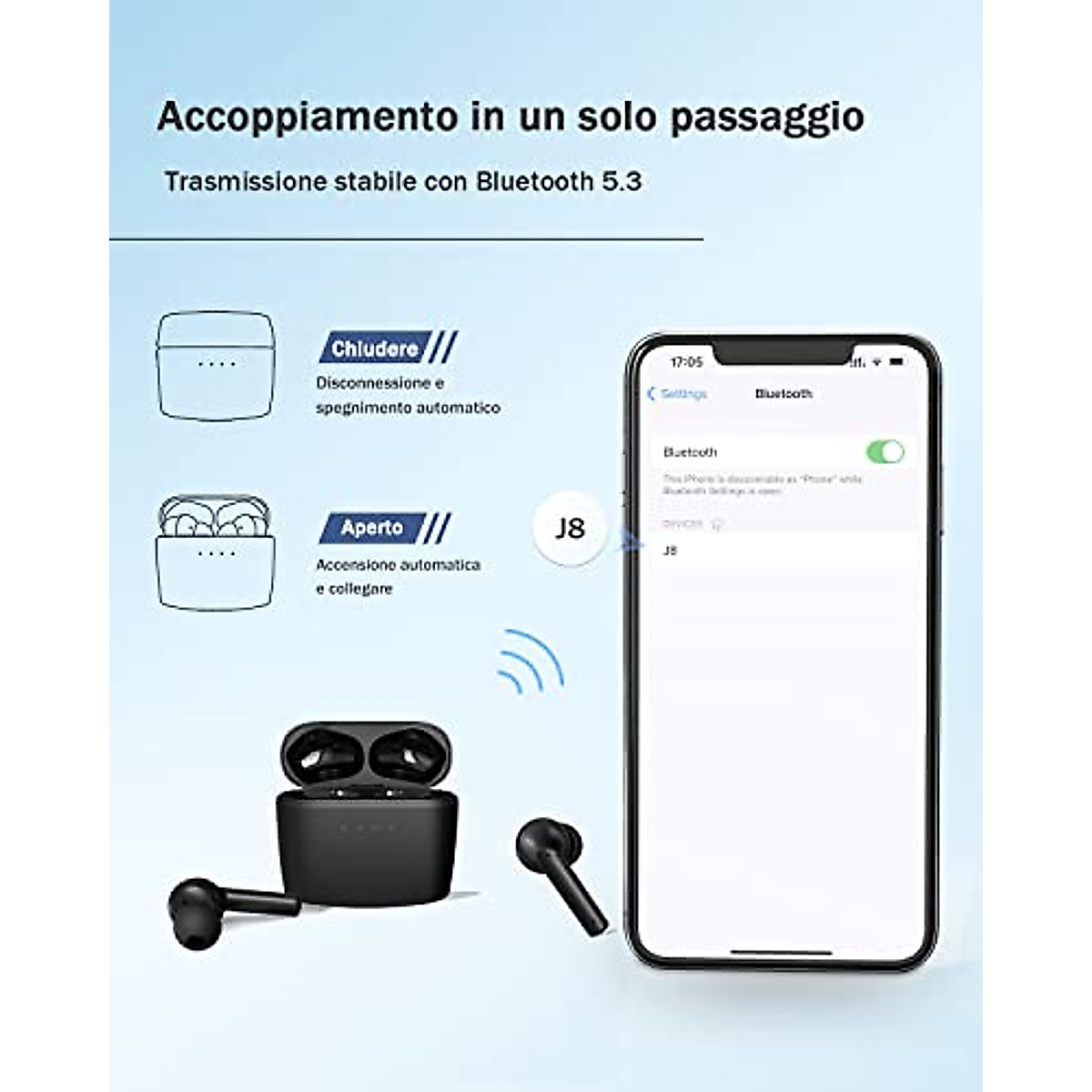 Wireless Earbuds Bluetooth 5.3 Headphones HiFi Stereo Wireless Headphones with 4 ENC Noise Clear Canceling Mic Wireless Headset with LED Display Charging Case 42H Playtime Touch Control IP7 Waterproof