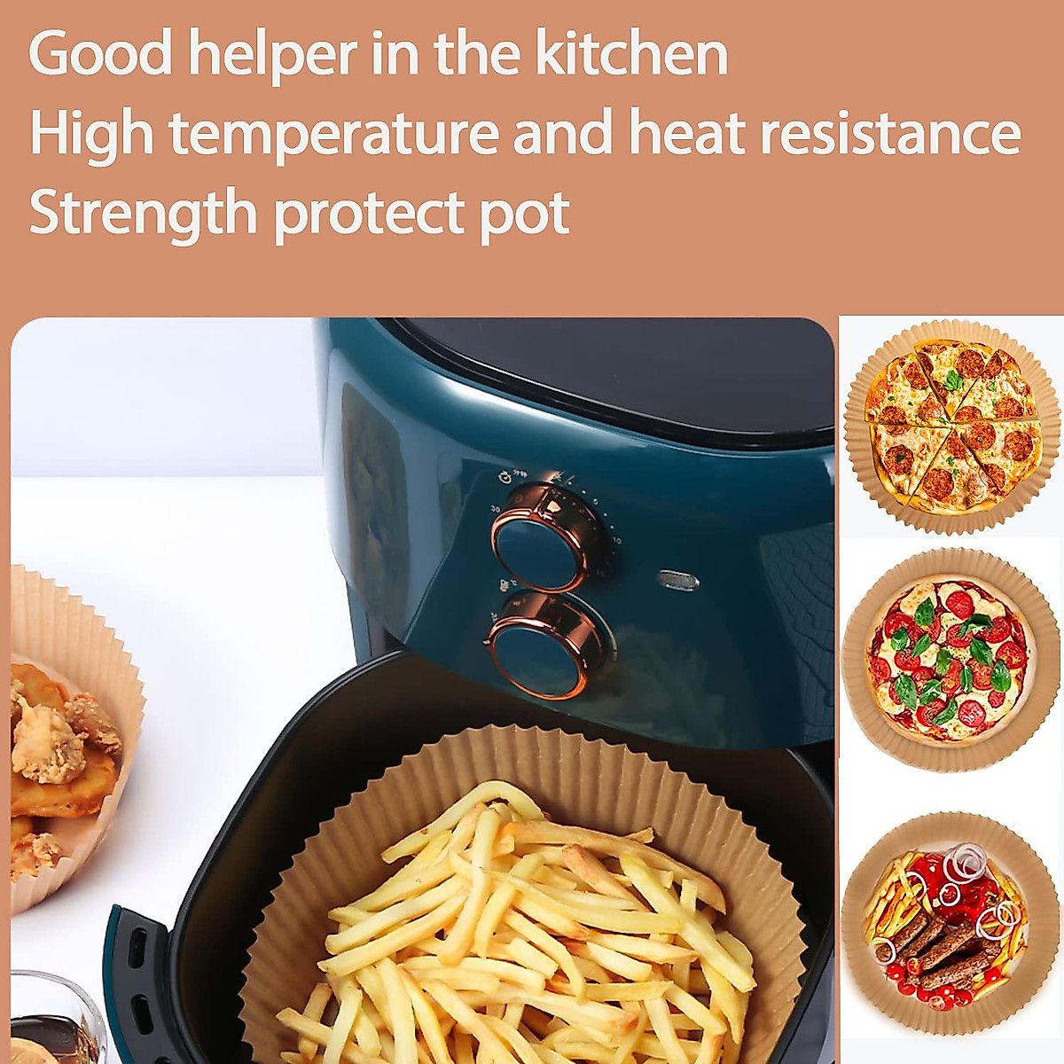 YouOKLight Air fryer disposable paper liner, parchment paper for air fryer, air fryer liners disposable, 7.9 Inch round air fryer paper liners, Food Grade Baking Microwave Paper 100 PCS.