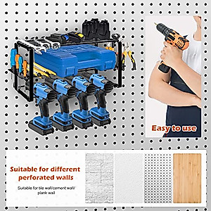 Homde Power Tool Organizer Holder Wall Mount Garage Tool Organizers and Storage, Heavy Duty Tool Shelf Rack Utility Storage Rack, Black