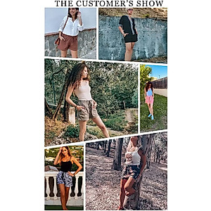 Dokotoo Womens 2023 Fashion Comfy Holiday Beach Drawstring Casual Summer Elastic Mid Waist Shorts with Pockets Blue Large