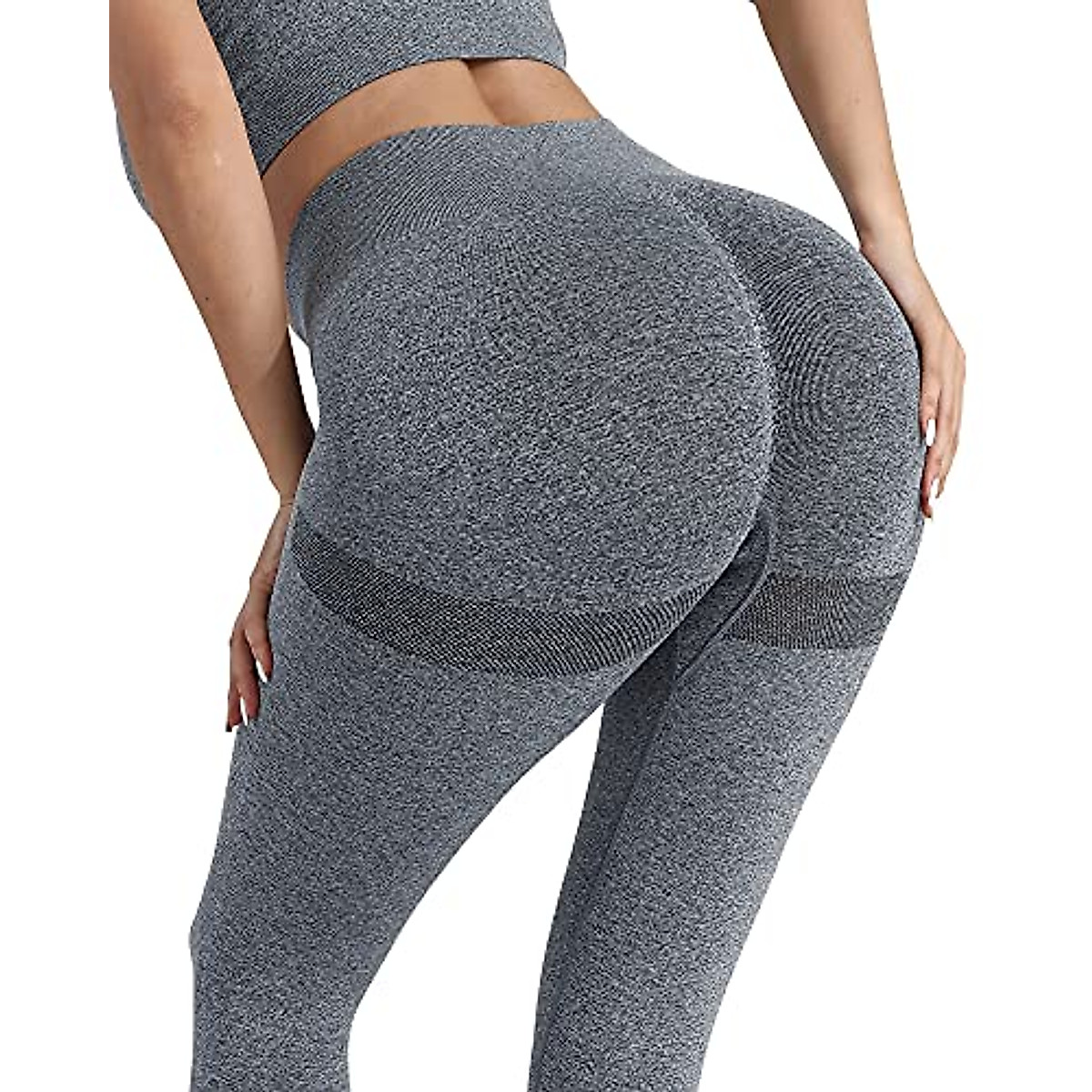 CHRLEISURE Butt Lifting Workout Leggings for Women, Scrunch Butt Gym Seamless Booty Tight (Dark Gray, M)