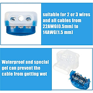 LINXIU 3 Wire Connectors Electrical IDC 314-BOX Wire Connectors Self Stripping Pigtail Connector for 22-14 AWG Cables Robotic Lawn Mowers 22Pack