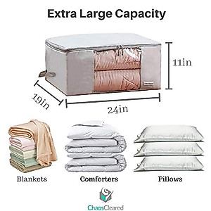 Comforter Storage Bag - Folding Organizer bag for King/Queen Comforters, Pillows, Blankets, Bedding/Quilt, Blanket, Duvet, Mothproof Space Saver; Large Collapsible Organizers, 24"x14"x11"