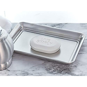 iDesign Metal Vanity Tray, Non-Slip Guest Towel Board for Bathroom, Kitchen, Office, Craft Room, Countertops, Closets, 6.5" x 10" x 1", Brushed Stainless Steel