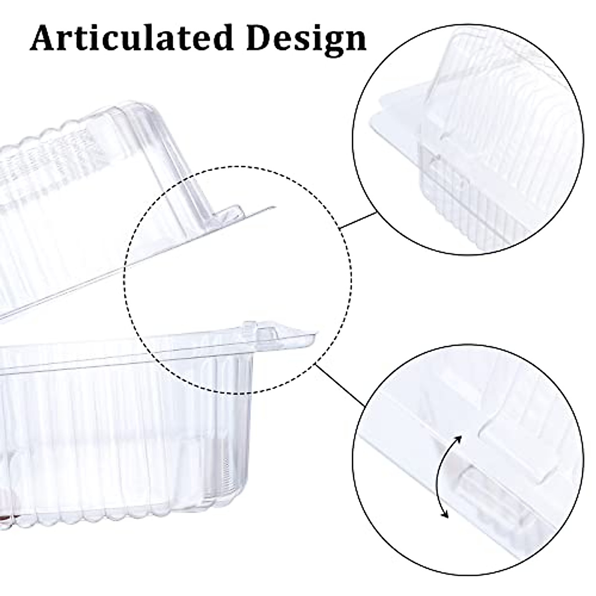 50 Pcs Plastic Loaf Container Transparent Cake Slice Containers Plastic Containers with Lids 9.06 x 4.92 x 3.15“ Clear Hinged Lid Cheesecake Container Disposable to Go Box for Restaurants Delivery Takeout