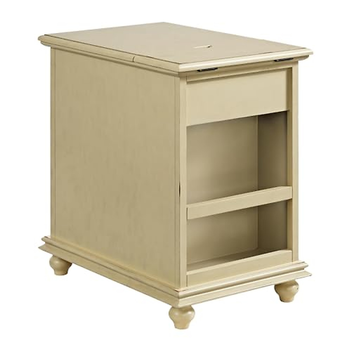 Martin Svensson Home Elegant Chairside End Table with Power, Antique Cream White