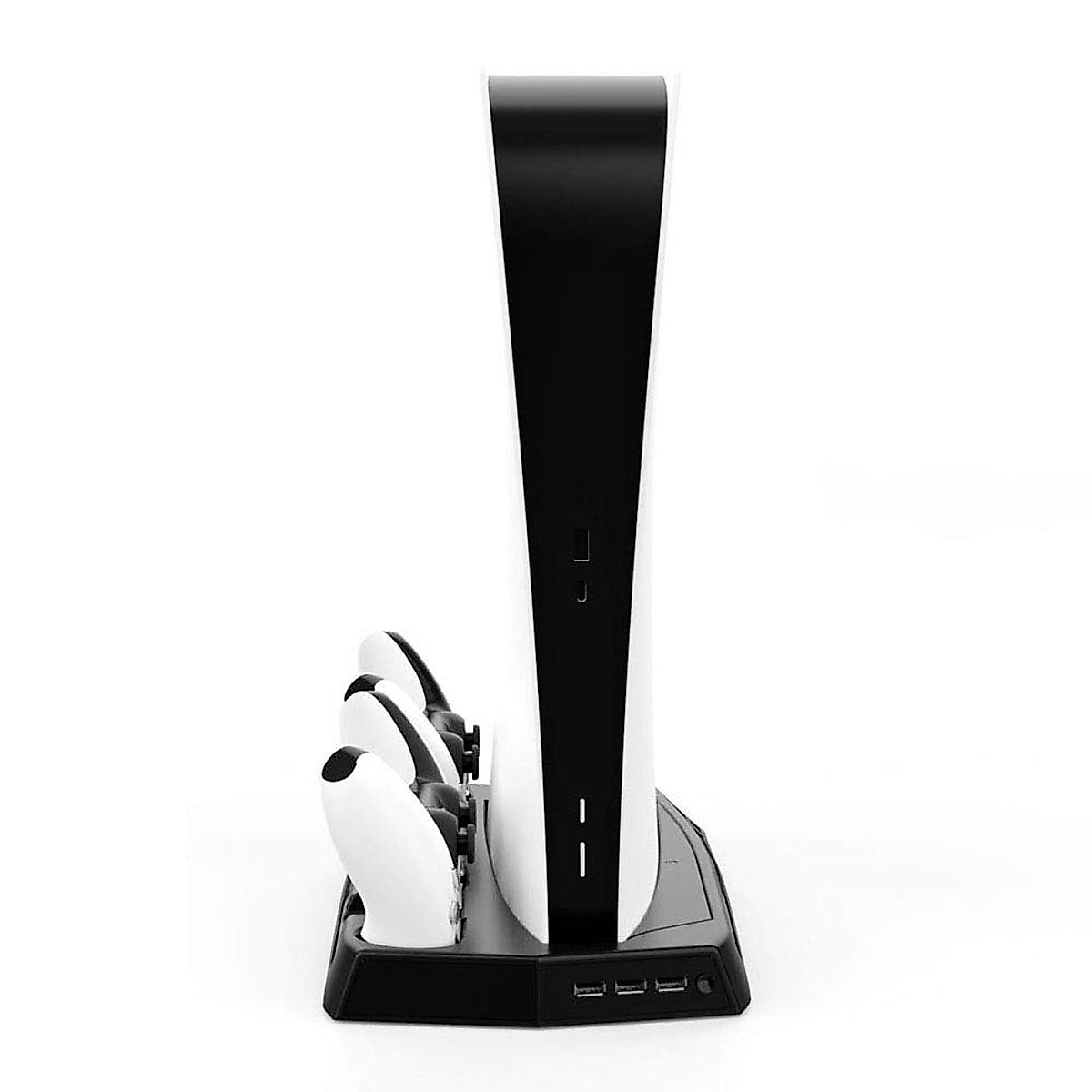 LULU MART PS5 Console with Dualsense Charging Station Cooling Fan Vertical Stand, Retractable Video Game Disc Storage for PS5 All in 1 Console Playstation 5 Console