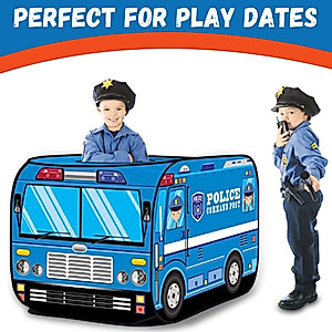 Pop Up Play Tent for Kids - My First Foldable Indoor & Outdoor Playhouse Vehicle Toys for Toddlers, Boys and Girls (Police Car)