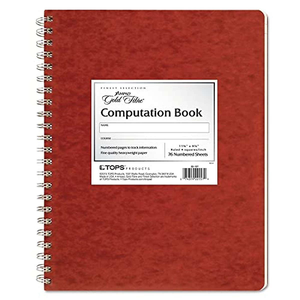 Ampad Computation Book, 4x4 Quad Ruled, 76 Sheets, 11-3/4" x 9-1/4"