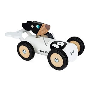 Janod Spirit Solid Car Push Toy with Bernard Dog - Ages 18 Months+ - J04491