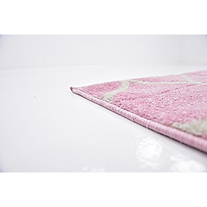 Unique Loom Trellis Frieze Collection Area Rug - Rounded (5' 1" x 8', Light Pink/ Ivory)