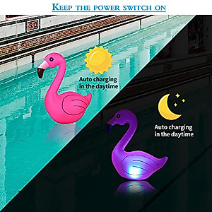 Christmas Pool Floats Lights 2PCS, Solar Flamingo Floating Pool Lights wiht Remote, Inflatable Light Up Flamingo Glow in Dark for Pool Spa Patio, Wedding, Party Christmas Decorations