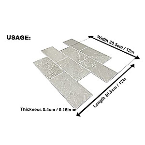 COLAMO 5-Sheet Beige Faux Granite Stone Flamed Surface Peel and Stick Rigid Large Subway Wall Tiles, Stick On Kitchen Backsplash Brick Tiles for Wall,Self Stick Tile For RV,Bathroom, Accent Wall Panel