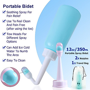 Postpartum Care Bottle, Inverted Nursing Bottle Spray Bottle ,Travel Bidet, Woman and Mother and Baby Wash 2 in 1 Handheld Personal Bidet Bottle 350Ml,Resistant to 100ºC,Bonus Bag (Green)