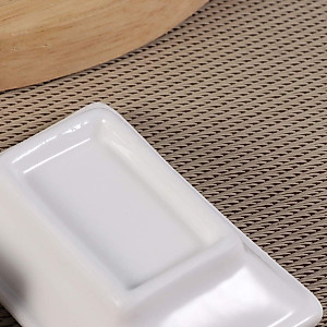 Cabilock 4pcs Sauce Dishes Ceramic Seasoning Dipping Bowl Rectangular Porcelain Saucer Appetizer Plate for Condiment Kitchen BBQ