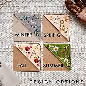 Personalized Hand Embroidered Corner Bookmark, 26 Letters Cute Flower Embroidered Corner Bookmark Embroidery Book Marker Clip for Book Lovers Bookmarks for Reading Lovers Meaningful Gift (Winter, B)