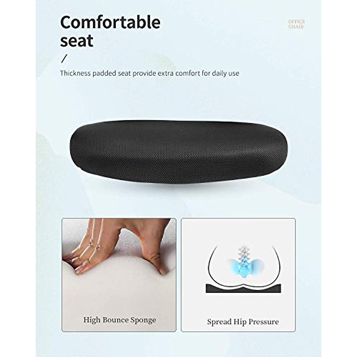 Home Office Chair Mid Back PC Swivel Lumbar Support Adjustable Desk Task Computer Ergonomic Comfortable Mesh Chair with Armrest (Black)