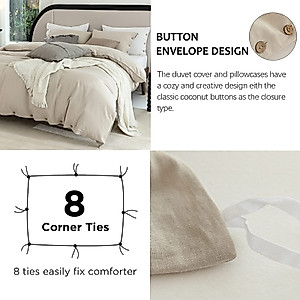 Talasily Linen Duvet Cover King Size - Soft Breathable Duvet Cover Set with Buttons Closure, 3 Pieces, 1 Duvet Cover 104x90 Inches and 2 Pillowcase Linen Cotton Blend Duvet Cover (King,Beige)